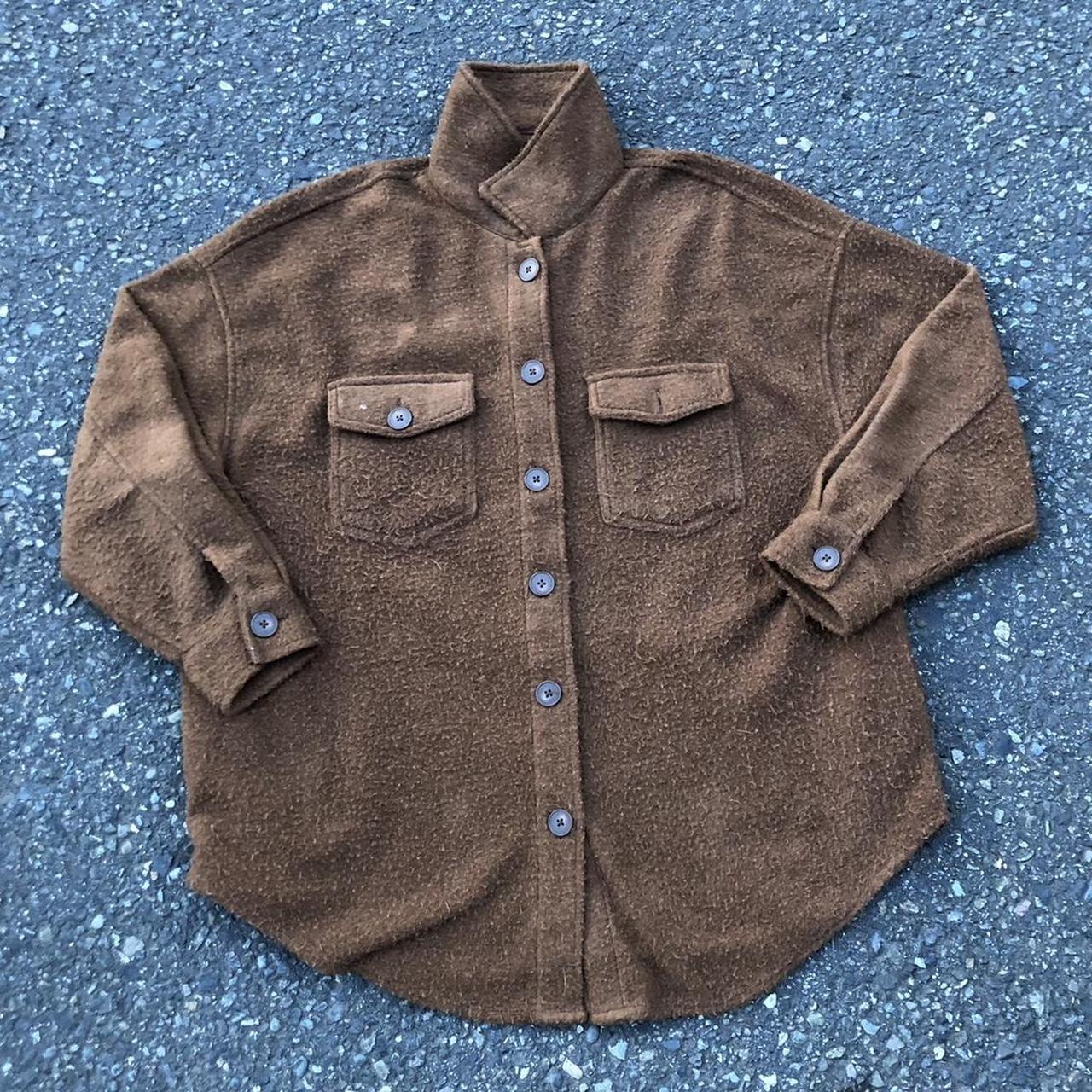 Brown Button up Collared Shirt Jacket Perfect... - Depop