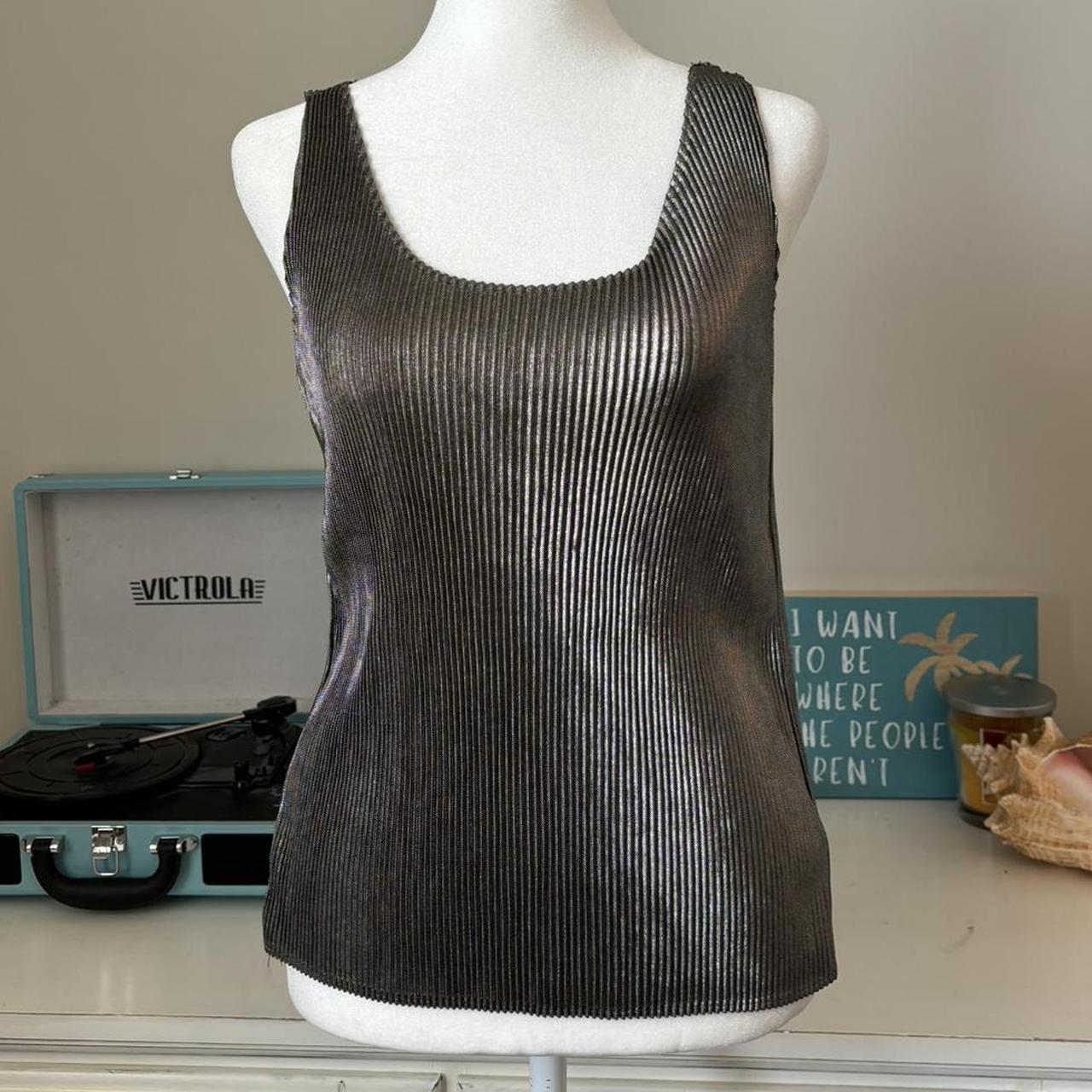 90s vintage shiny going out top Made in the USA!!... | Depop