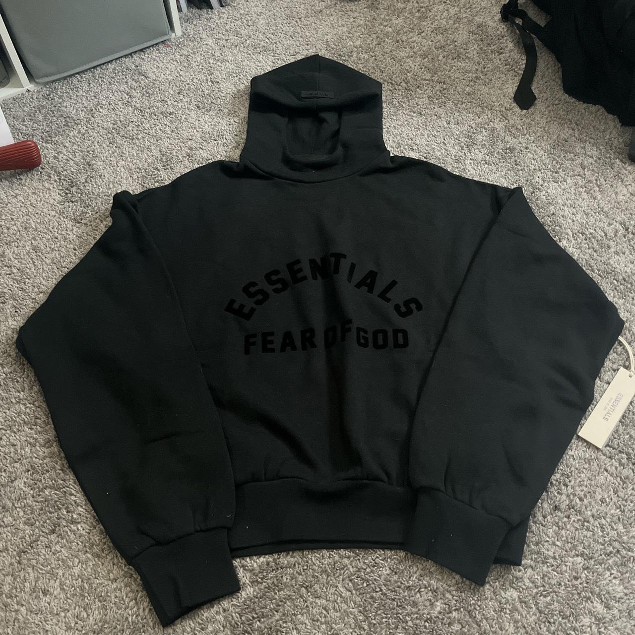 essentials black hoodie!! tag and bag! brand new /... - Depop