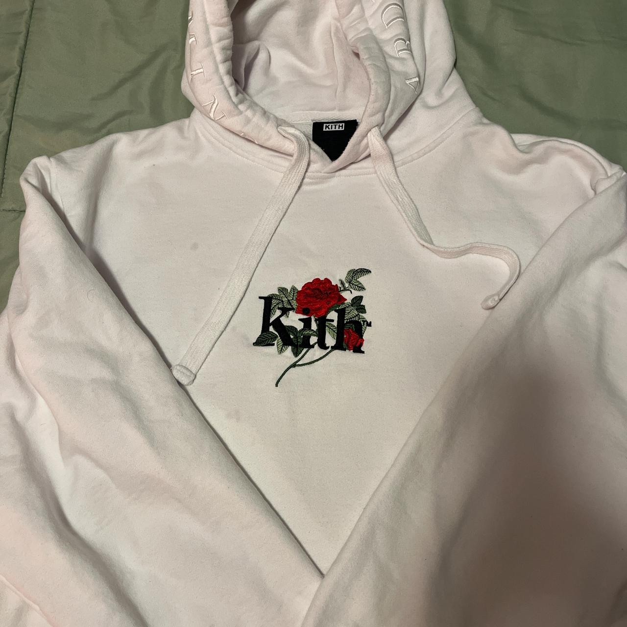 White Kith hoodie with embroidered logo #streetwear - Depop