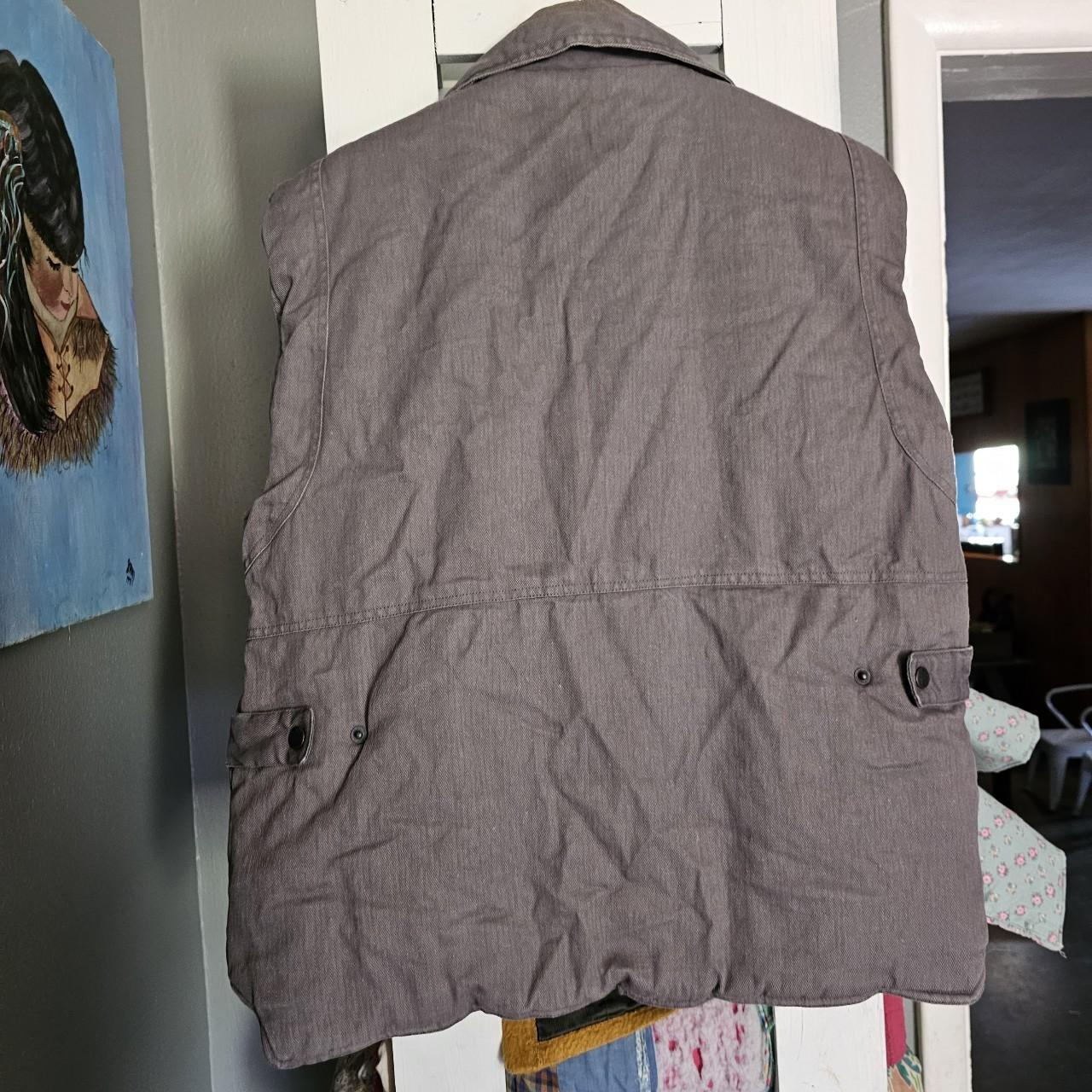 Vintage Branded Lion Puffer Vest Jacket Gray Full... - Depop