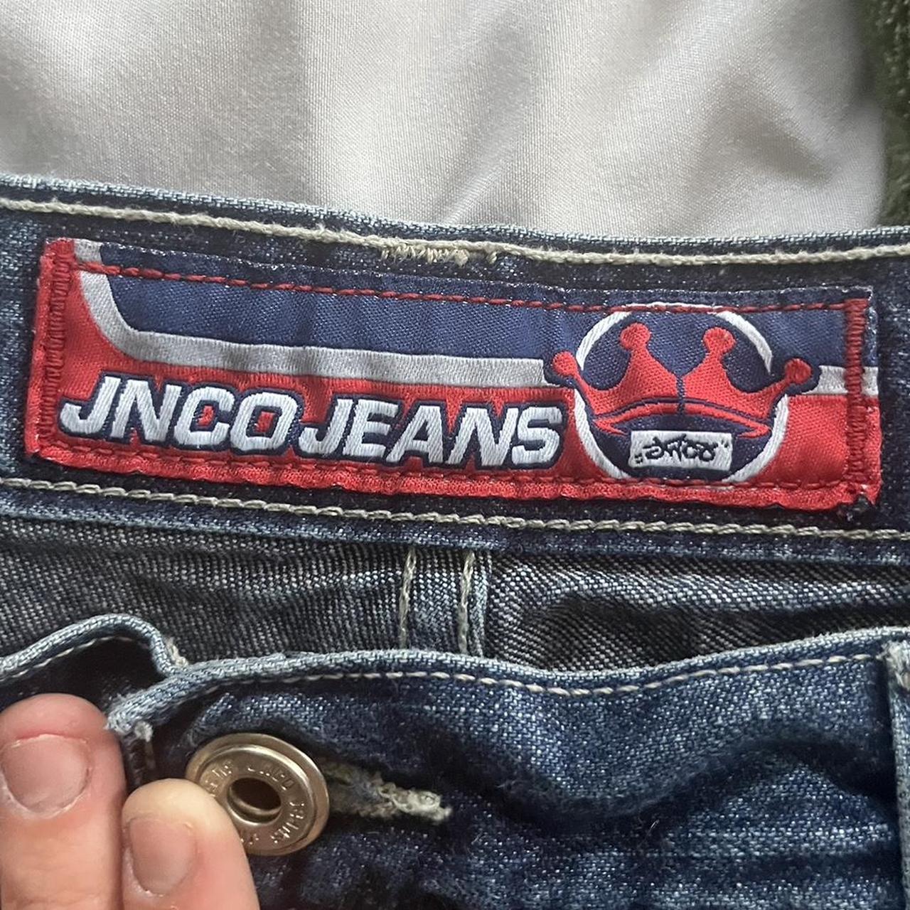 vintage baggy Jnco jeans, orange and red logo Size... - Depop