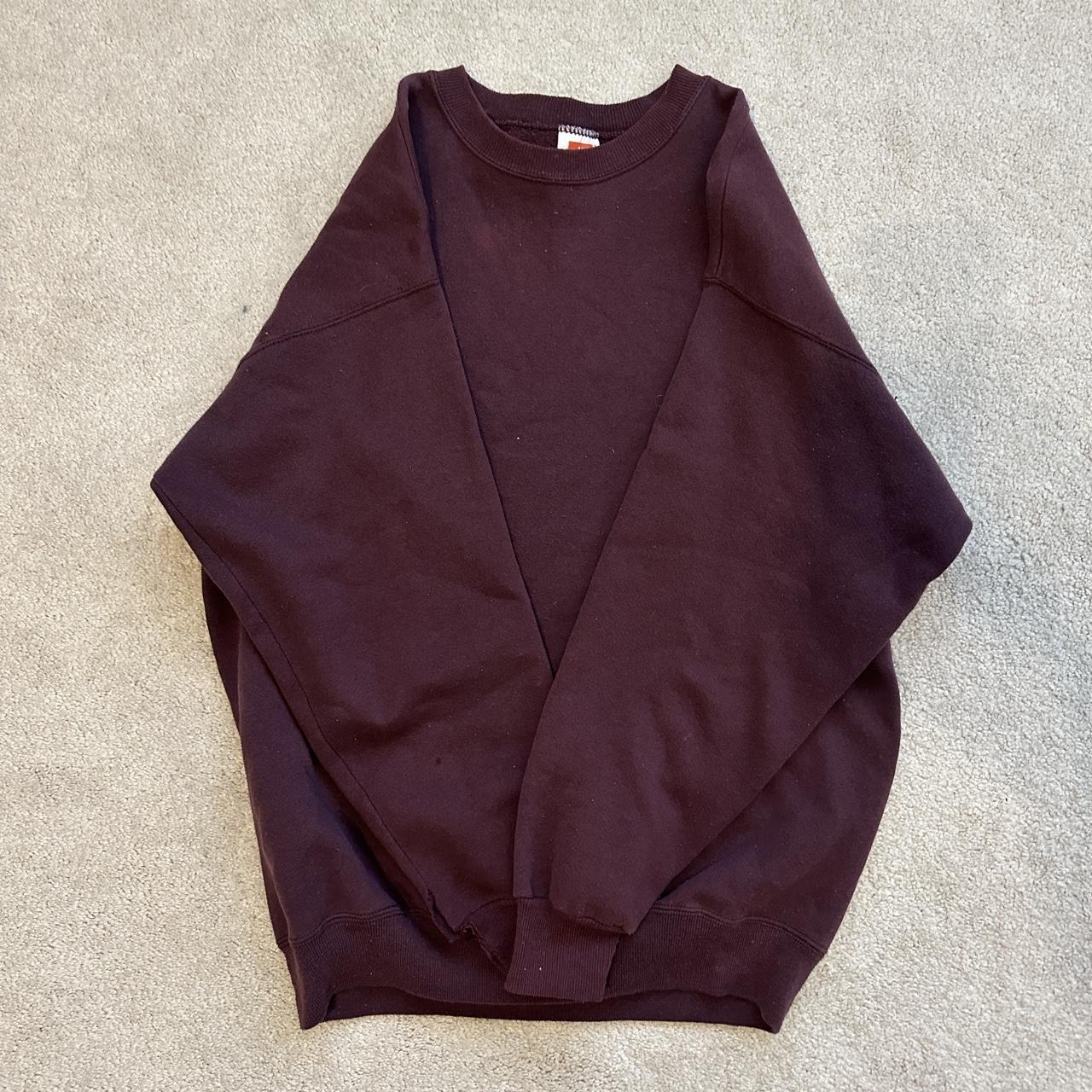 vintage hanes maroon crewneck sweatshirt size... - Depop