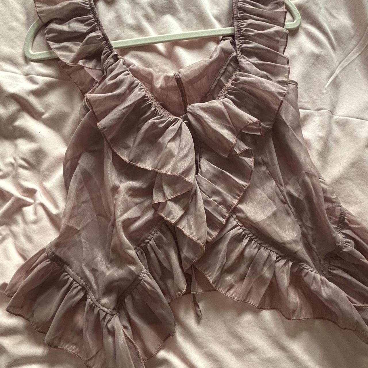 Pink ruffle blouse #croptop - Depop