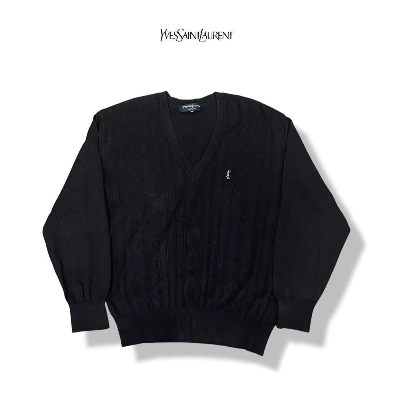 YSL v neck knitted sweater Size: S - Depop