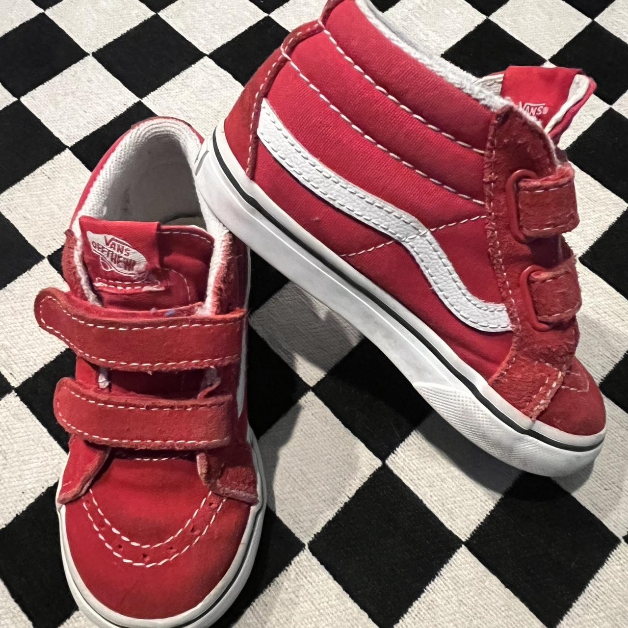 Red and white Vans shoes #kidsshoes Worn but still... | Depop