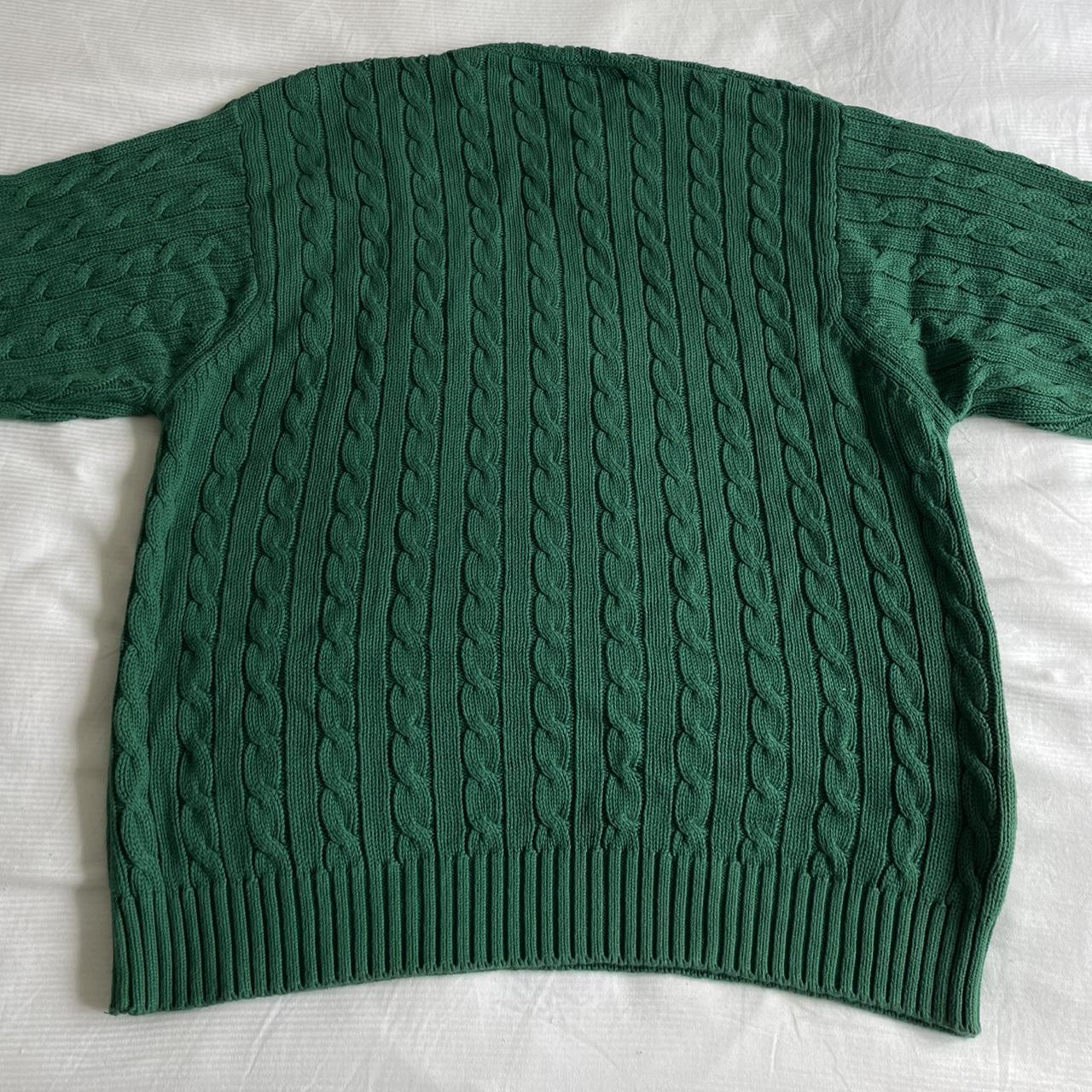 Green cable knit sweater jumper 100% cotton Rich... - Depop
