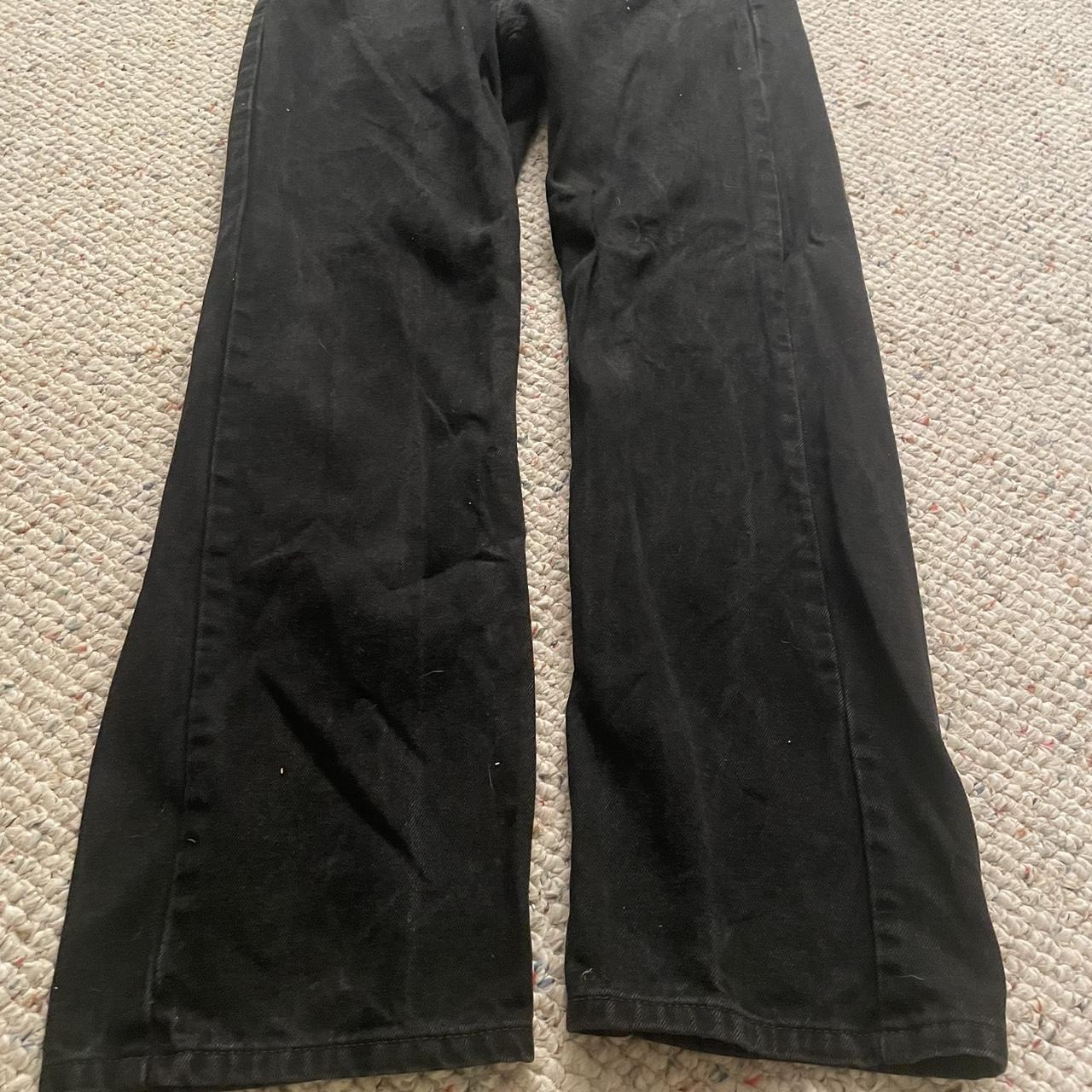 Black straight fit jeans 38-34, 18 inch leg opening.... - Depop