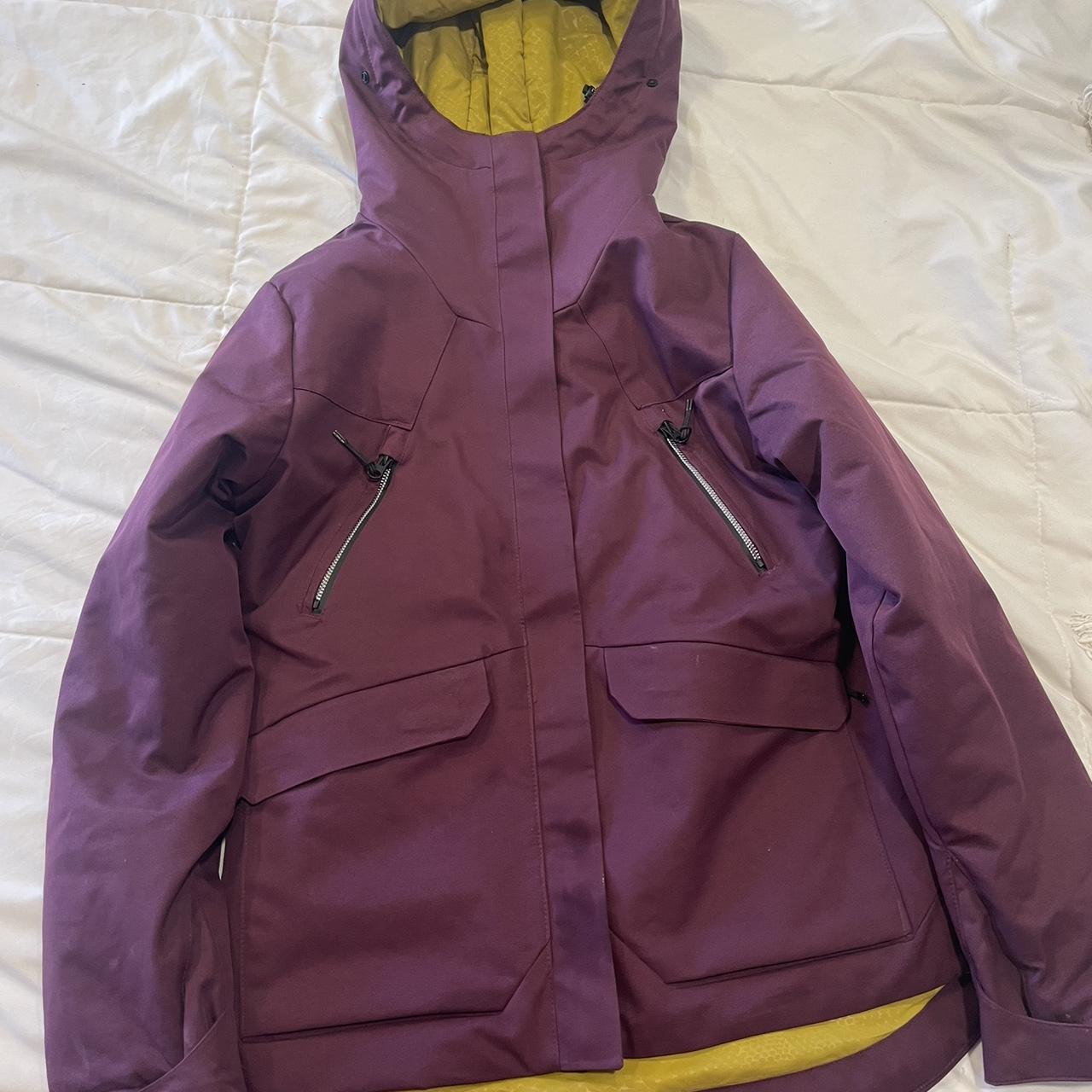 Body Glove Women's Burgundy and Yellow Coat | Depop
