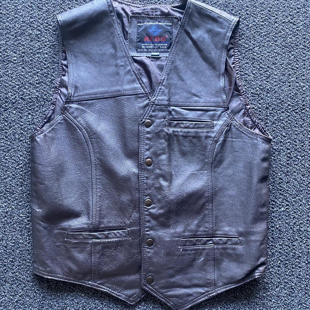 MEBO brand brown leather vest Size XL fits like a... | Depop