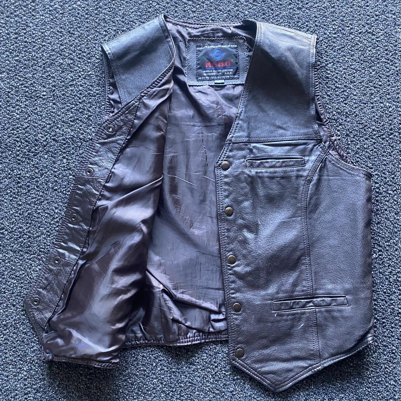 MEBO brand brown leather vest Size XL fits like a... | Depop