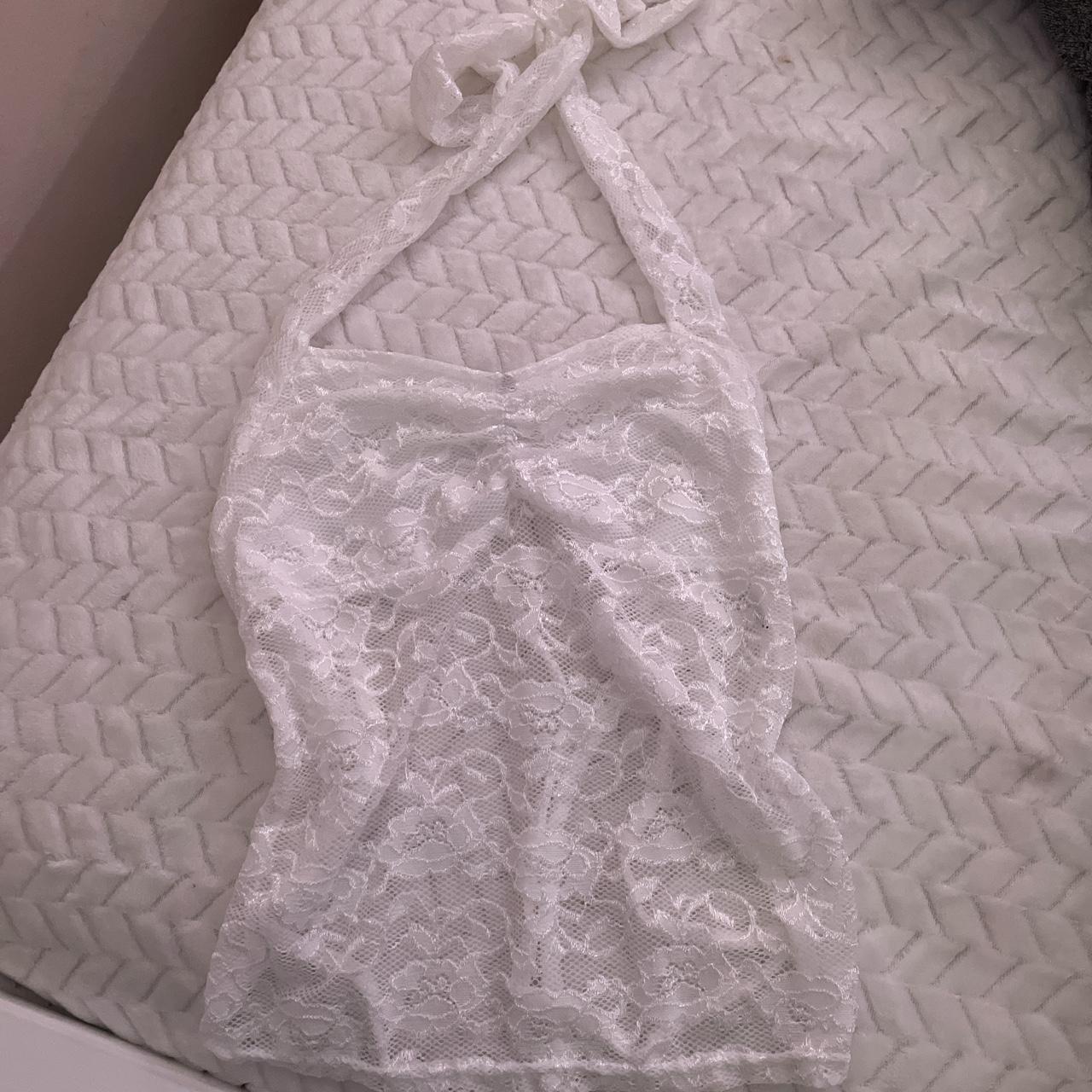 Super Cute White Lace Halter Toptube Top This Top Depop