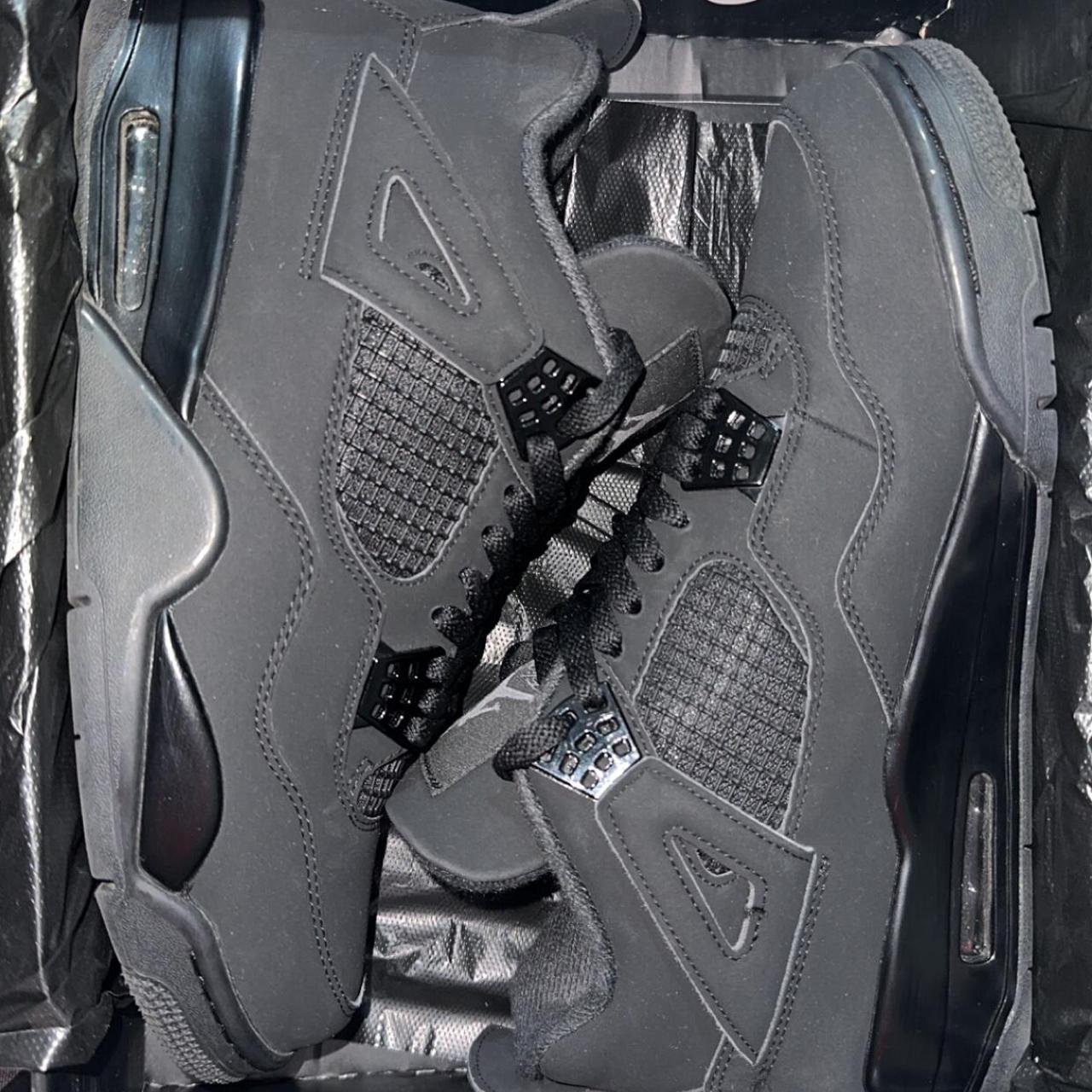 jordan 4 black cat size 9.5UK worn a few times just... - Depop