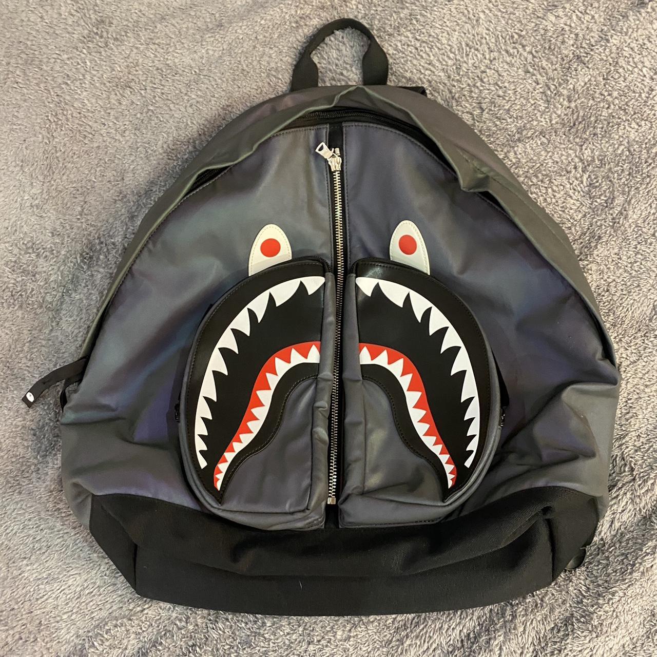 BAPE Men's Silver and Black Bag | Depop
