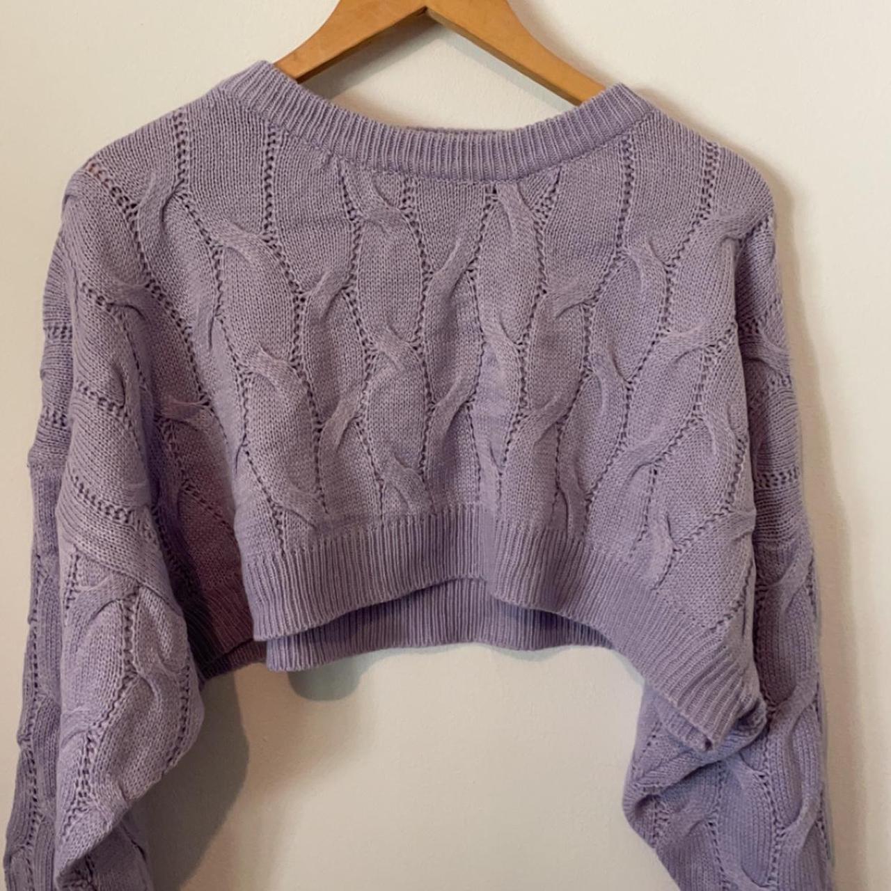 Purple crop knit jumper - purple knit from Ally... - Depop