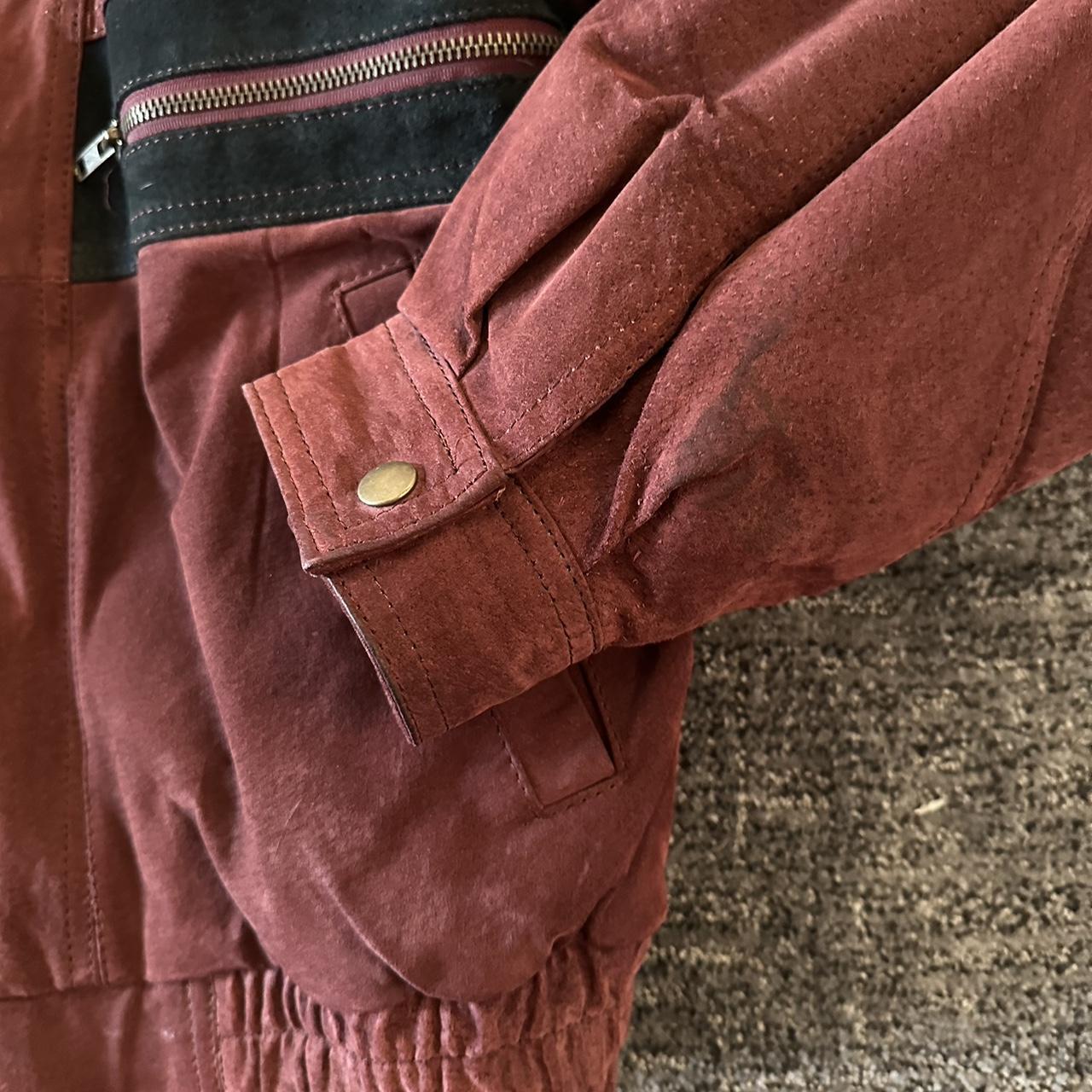 vintage red leather ash creek trading bomber jacket... - Depop