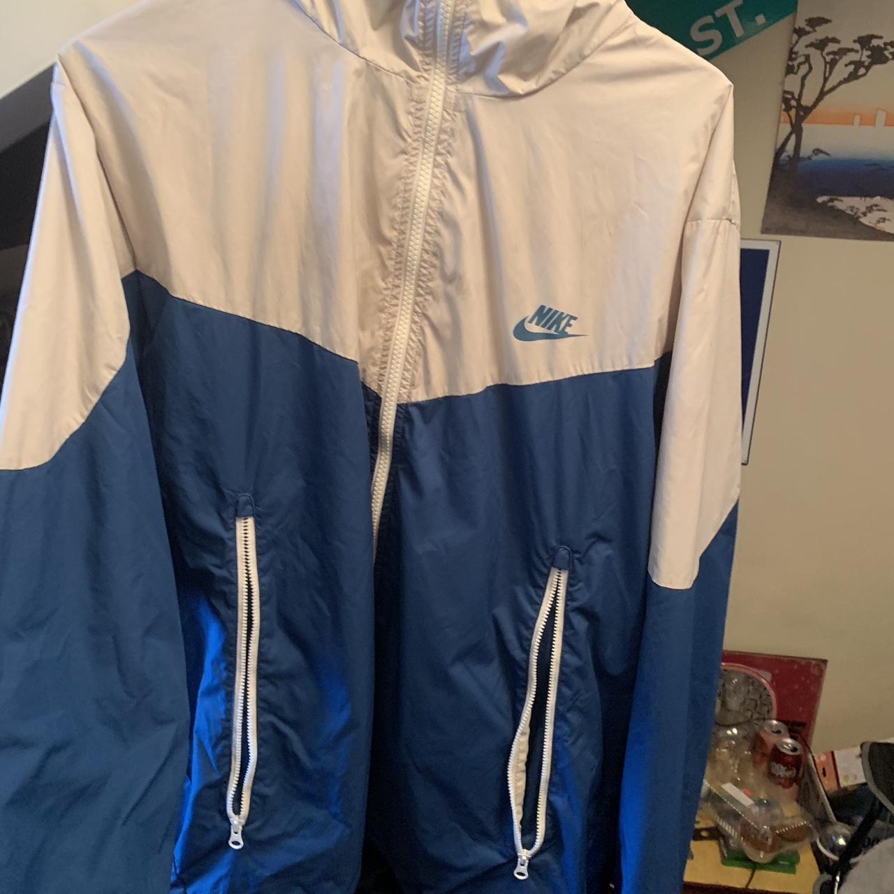 Nike Men's Blue and White Jacket | Depop