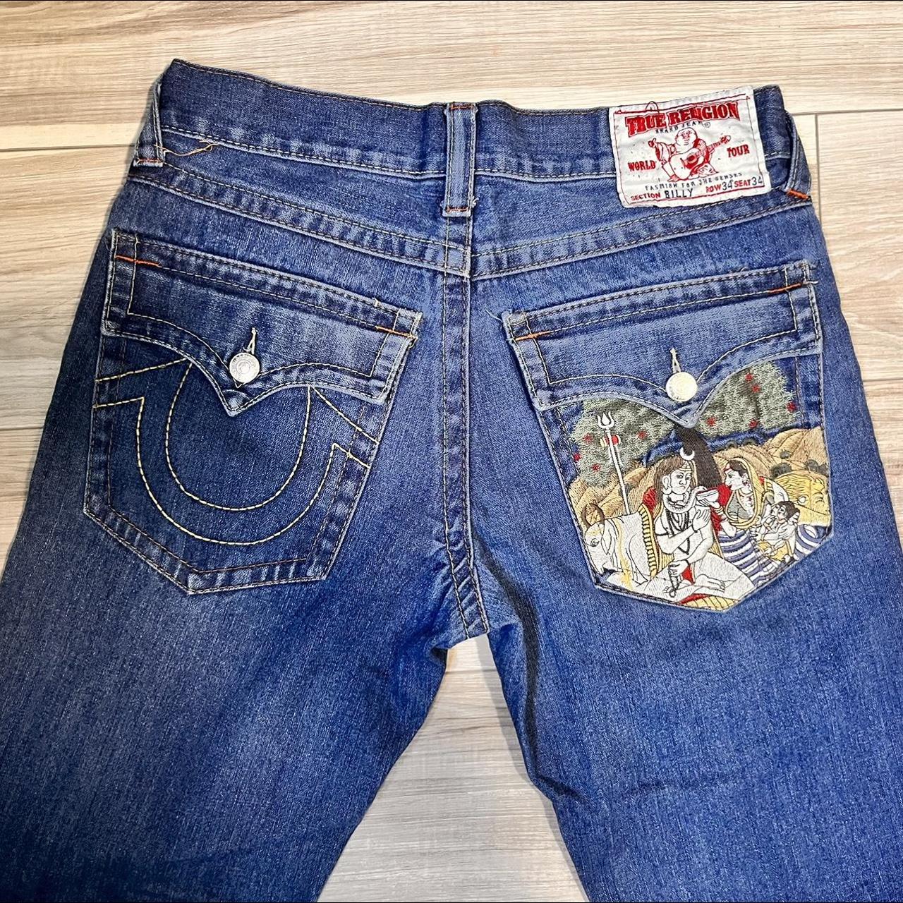 True Religion Embroidered Jeans, very rare and cool... - Depop