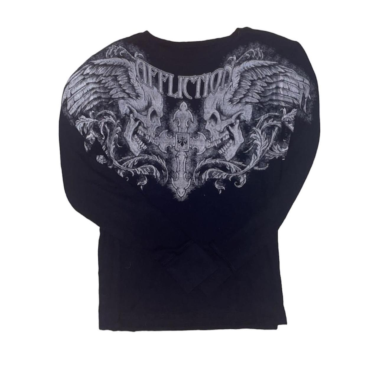 HARD ASF DOUBLE SKULL AFFLICTION LONG SLEEVE SIZE... - Depop