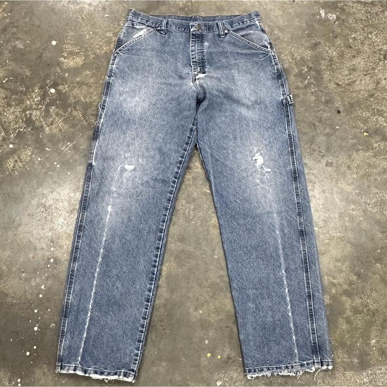 Wrangler carpenter jeans. The distressing & starch... - Depop