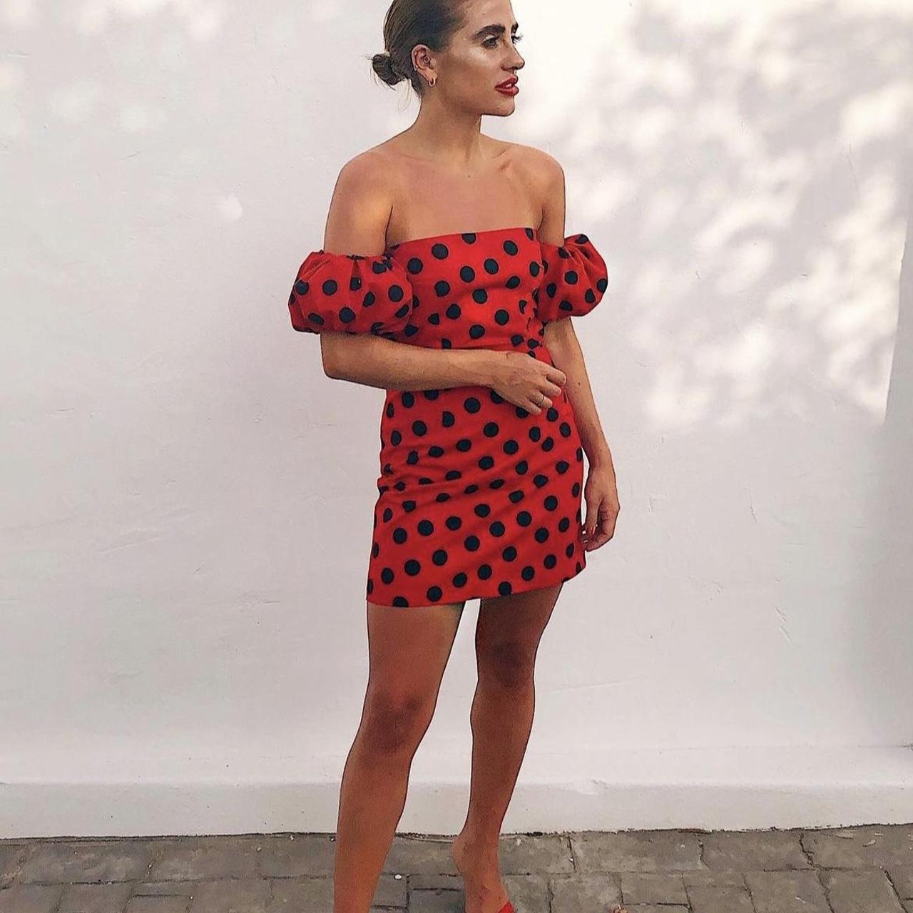 Hyphen nine red polka dot mini dress Size small... - Depop