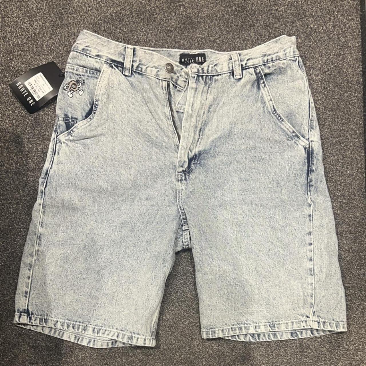 Light stone wash route one jorts Haven’t worn all... - Depop