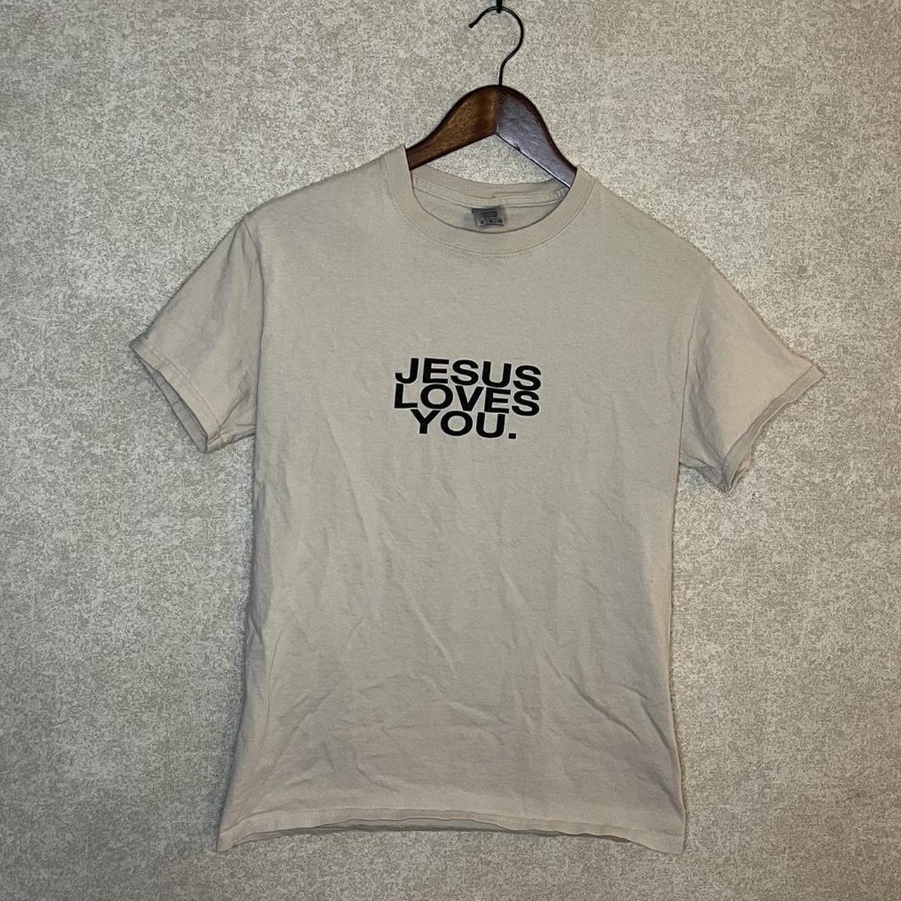 Vintage y2k Jesus Loves You Tee Shirt - Size... - Depop