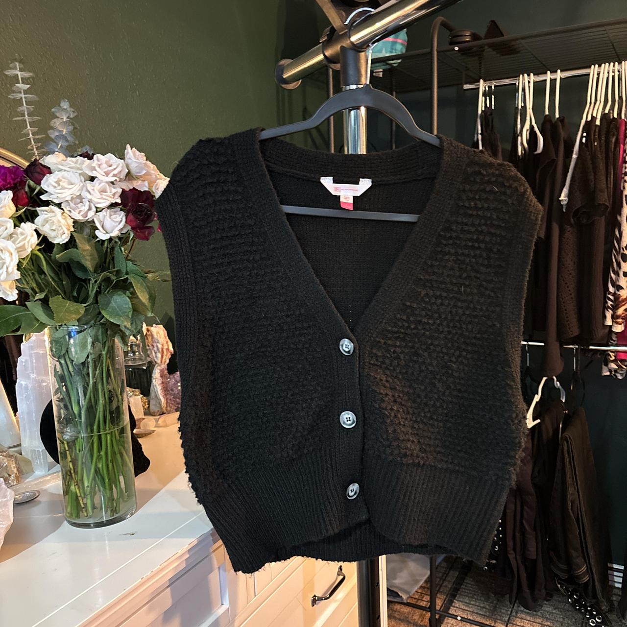 Black knit vest with button up front #vest -urban... - Depop