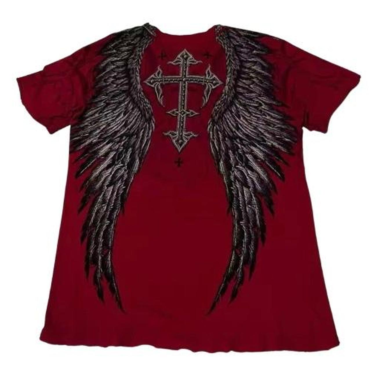 Red/ Black Affliction T Shirt Size M - Depop