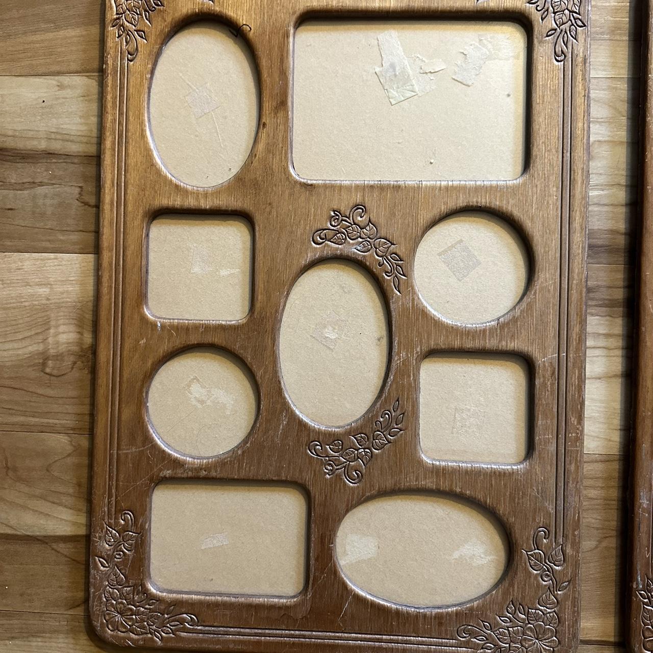 Two vintage wooden wall frames with each having 9... - Depop