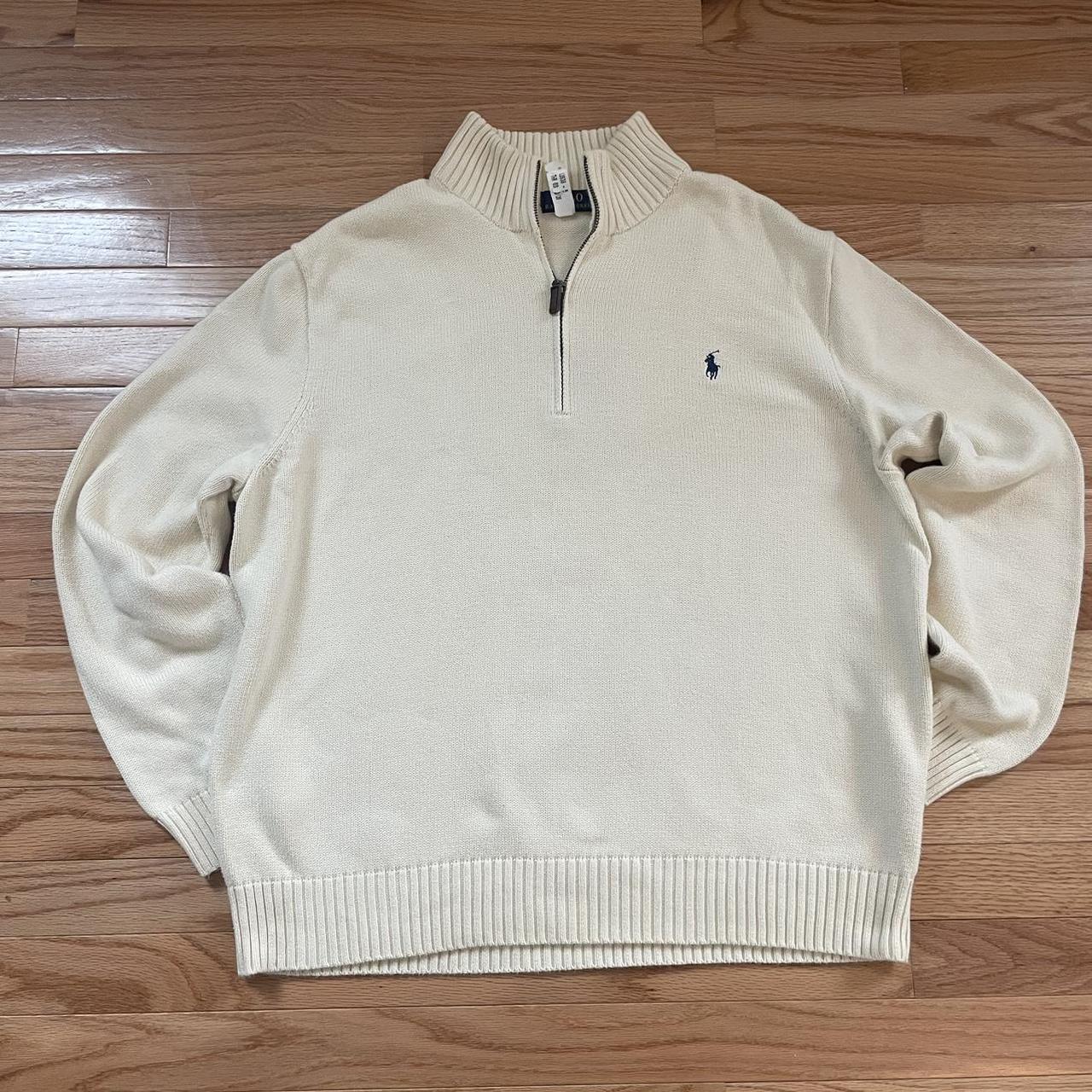 Cream Polo Ralph Lauren quarter zip sweater - Size... | Depop