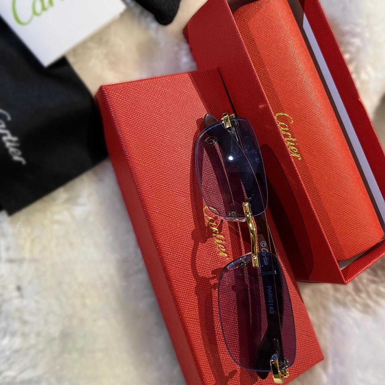 Cartier Mens Brown And White Sunglasses Depop