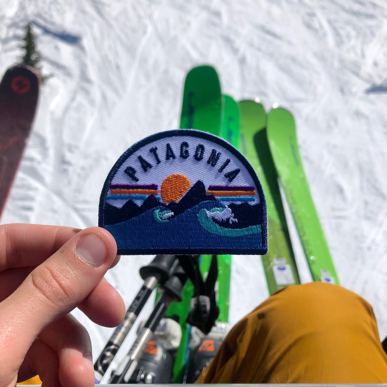 Retro Patagonia "Waves & Mountains" Patch High... | Depop