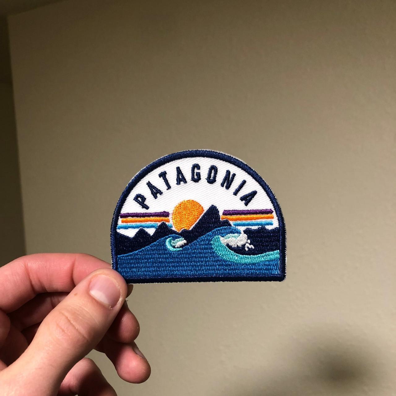 Retro Patagonia "Waves & Mountains" Patch High... | Depop