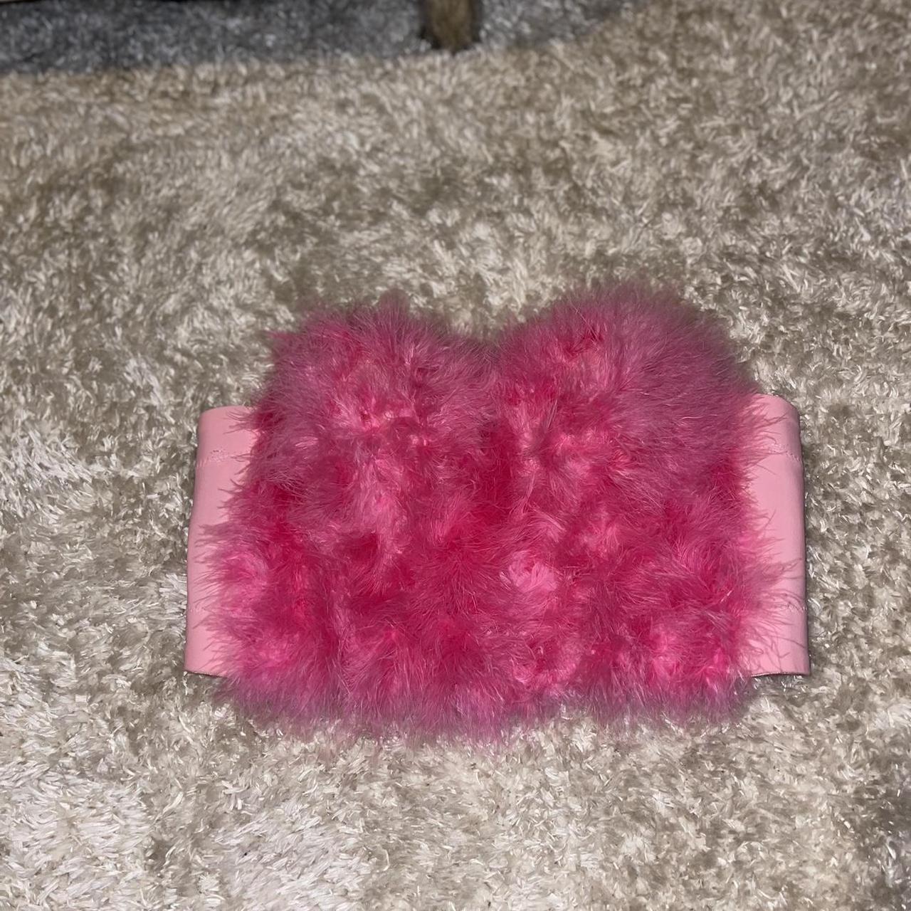 pink furry tube top - Depop
