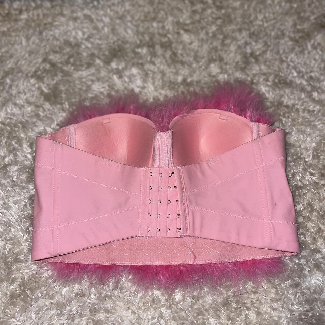 pink furry tube top - Depop