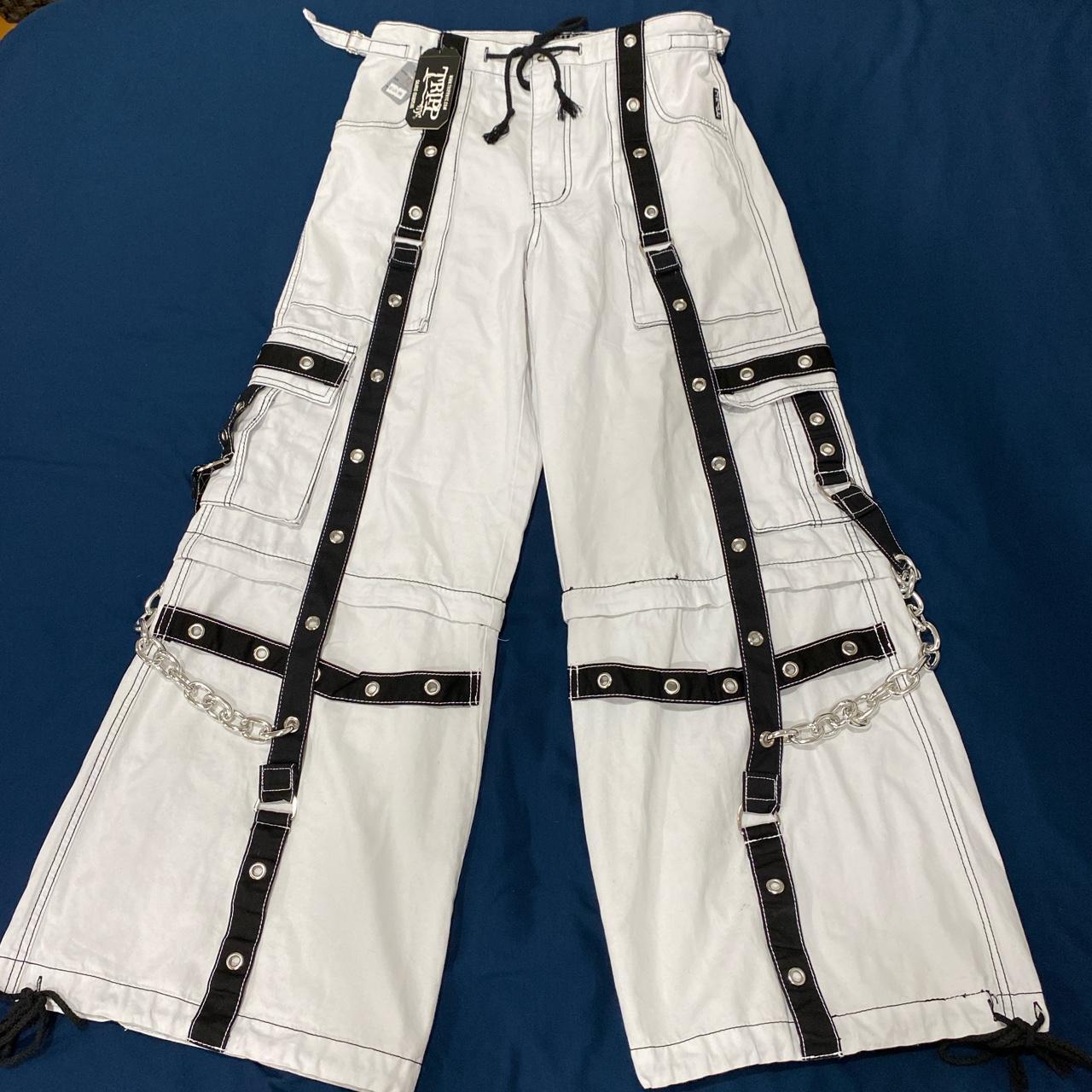 Tripp NYC Men's White and Black Trousers | Depop