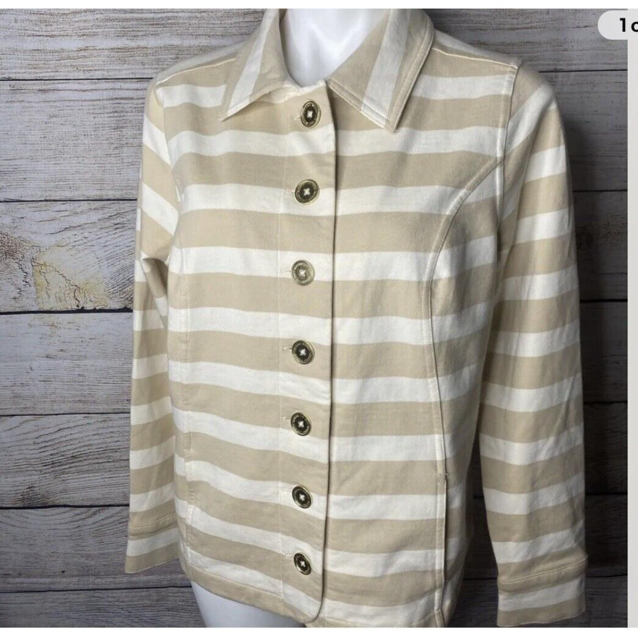 Isaac Mizrahi Live! M Jacket Blazer Tan White... - Depop