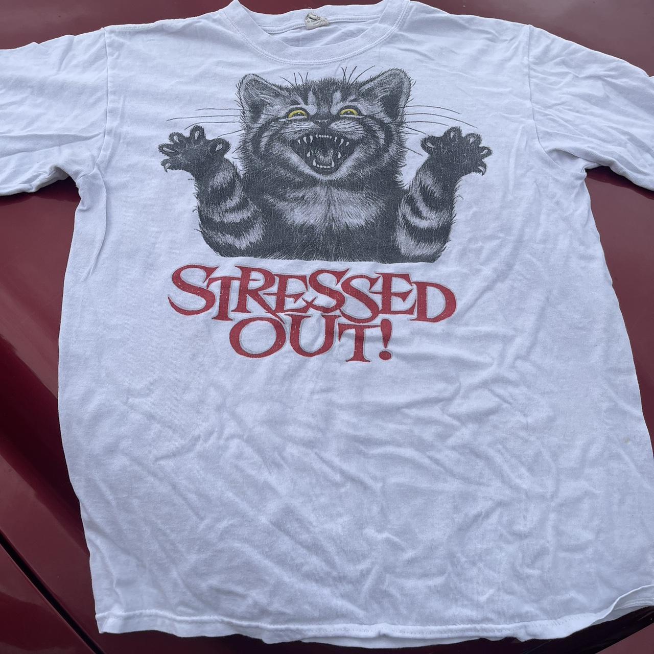 Stressed out kitty t , size anvi brand , size medium... - Depop