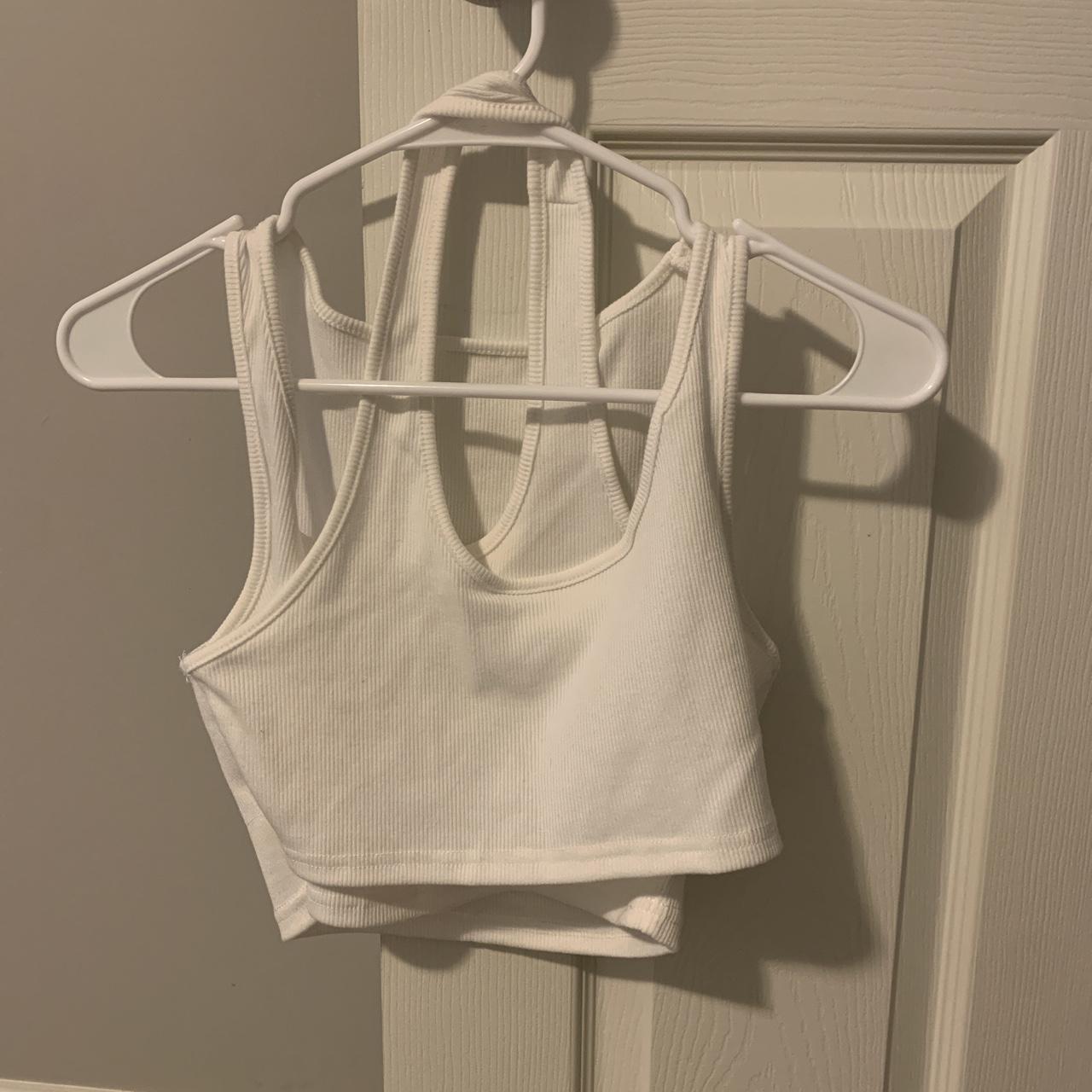 Cropped white workout top. Worn once. - Depop