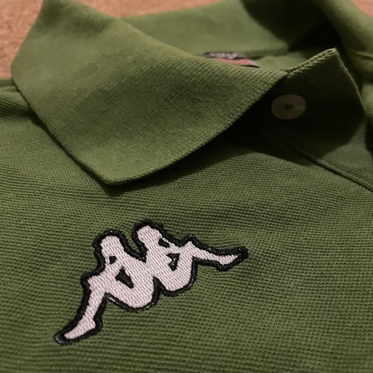 Kappa Polo shirt Green with white logo Used but No... - Depop