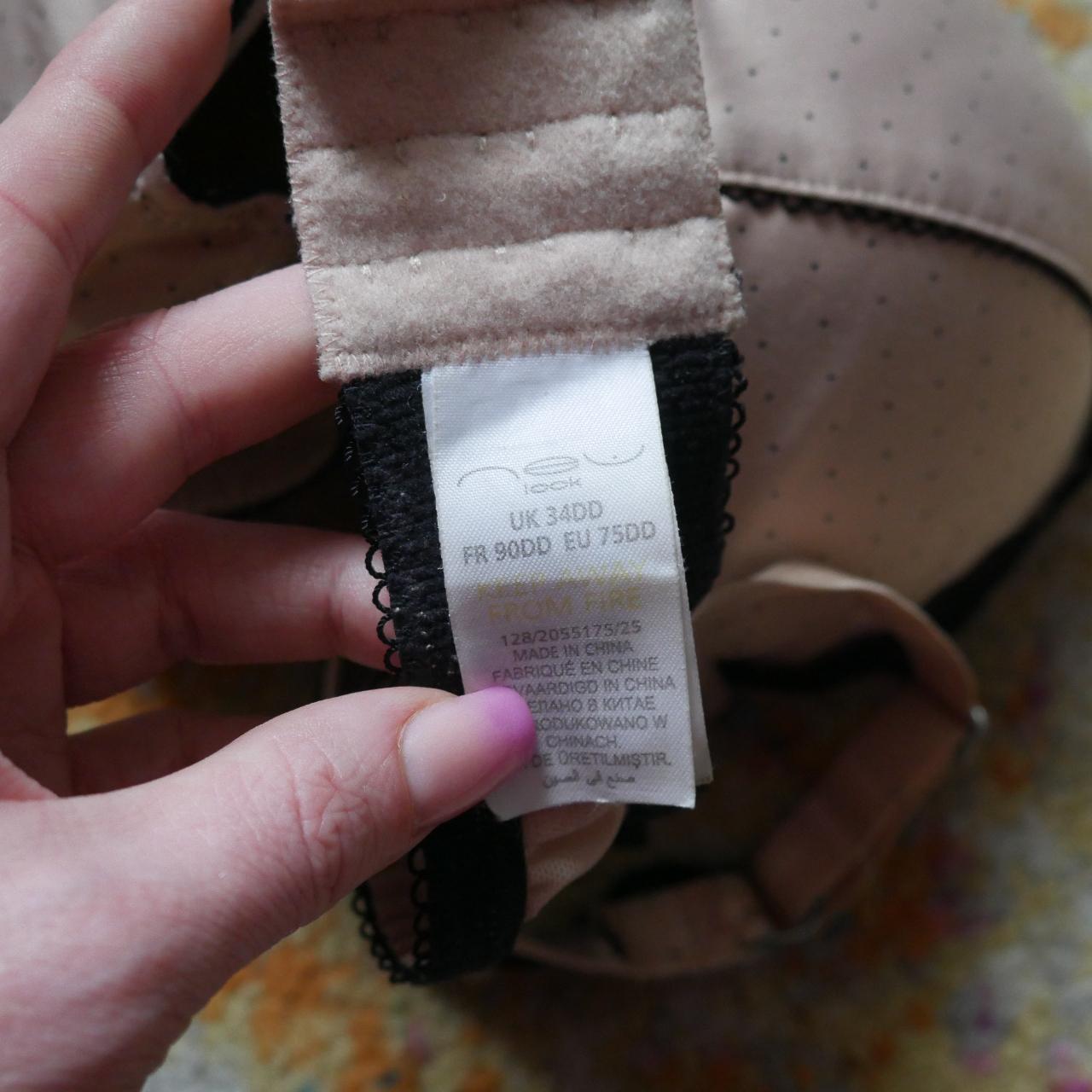 New Look Pink and Black Satin Balconette Bra:... - Depop