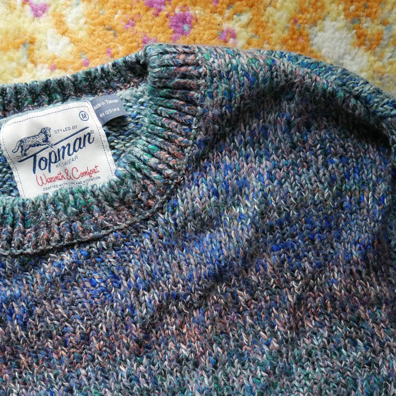 Men's Kitted Blue Topman Pull-over Jumper Used: An... - Depop