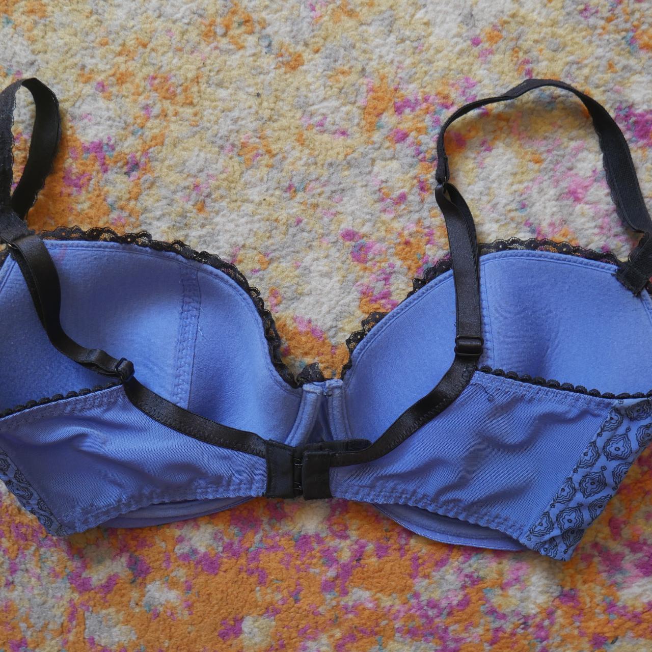 Knickerbox Women's Black and Blue Bra | Depop