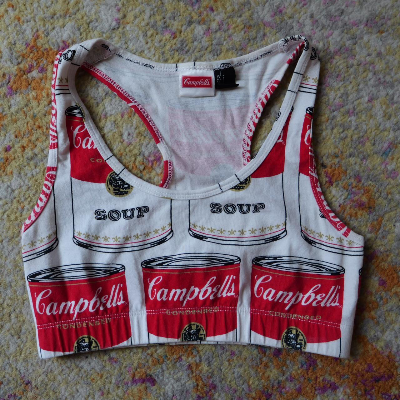 H&M Campbell Soup Crop-top Sport bra Style Size XS... - Depop