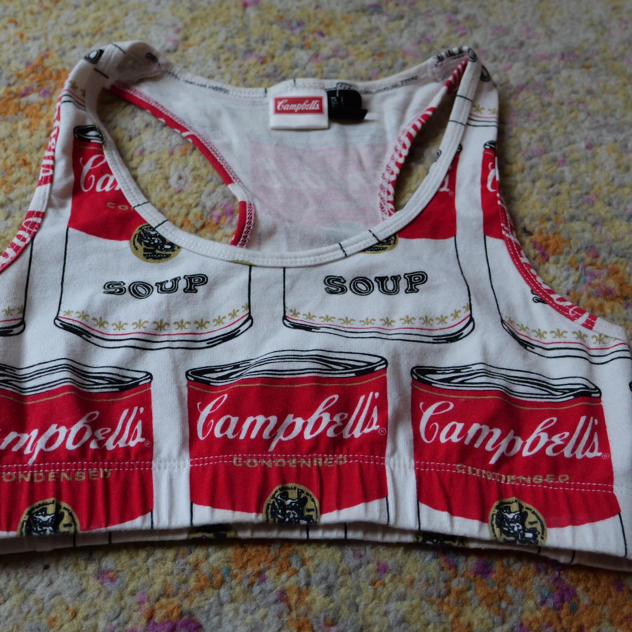 H&M Campbell Soup Crop-top Sport bra Style Size XS... - Depop