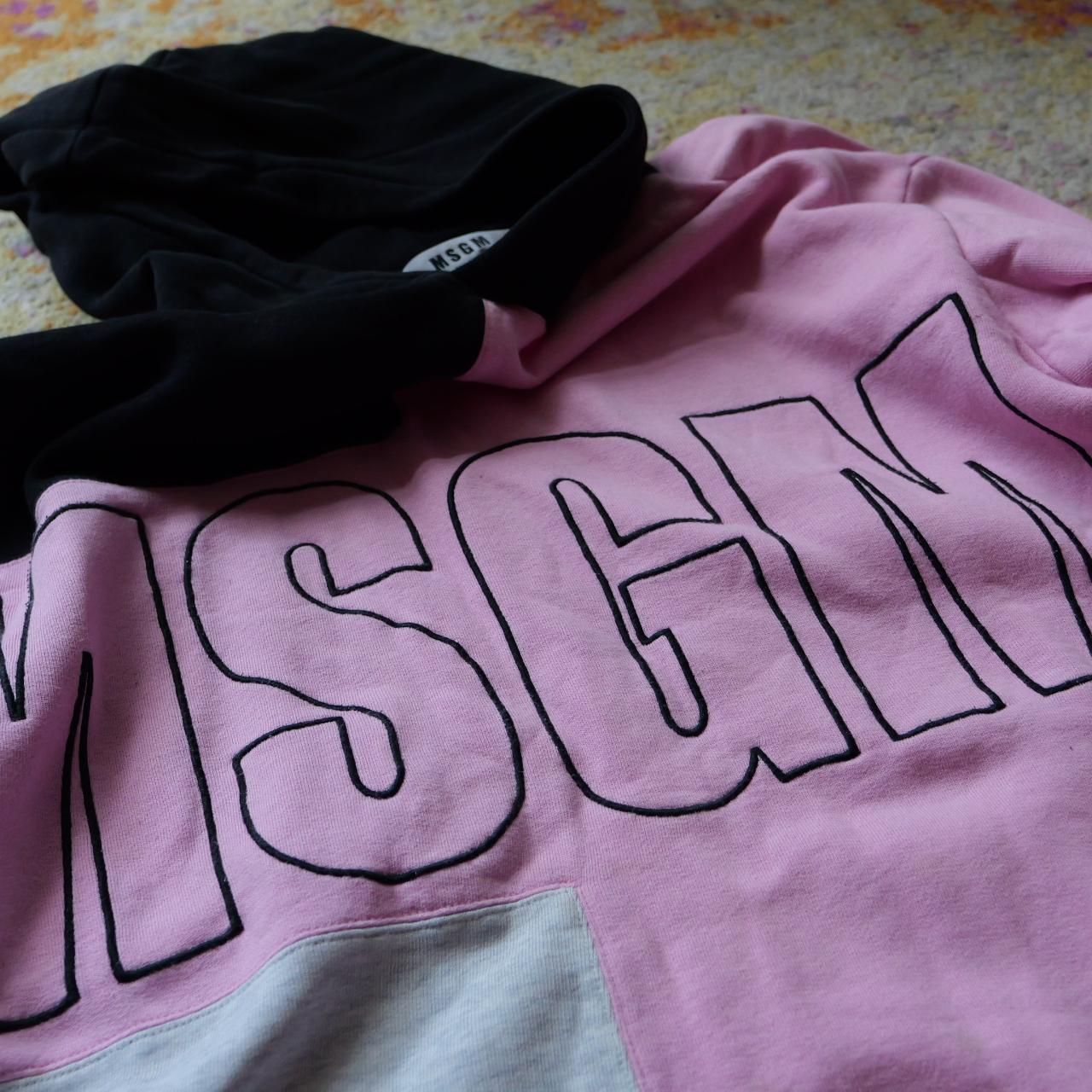MSGM Pink and Black Pull over Hoodies Soft interior... - Depop