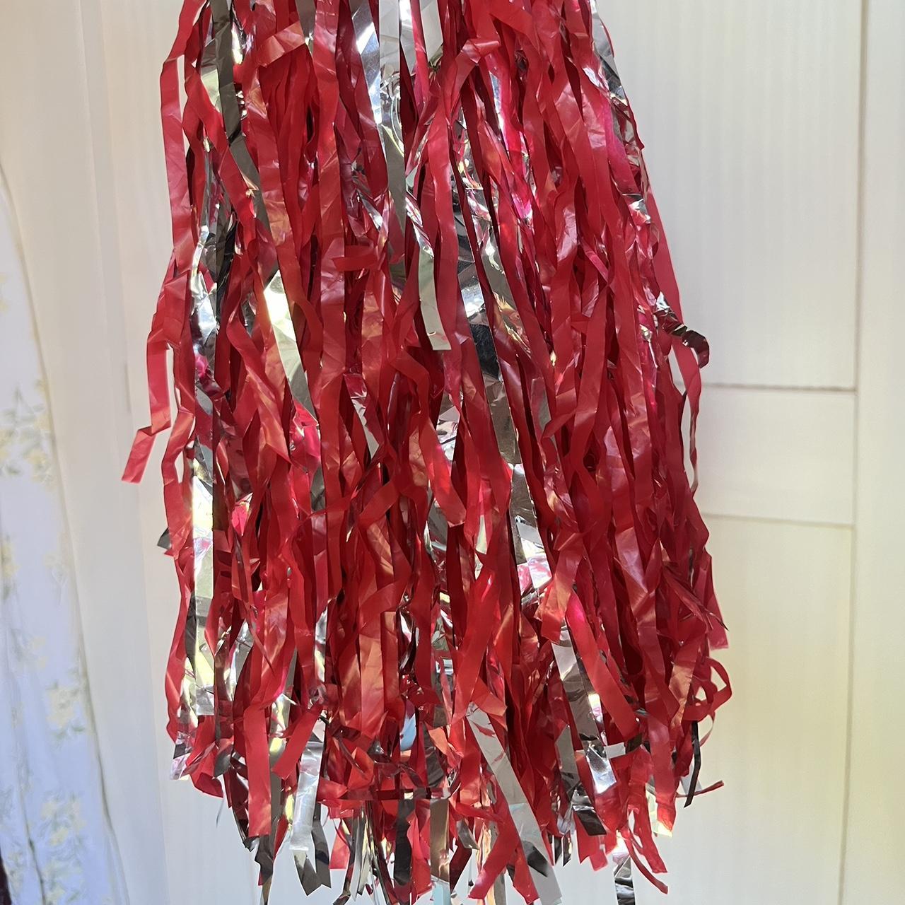 Red and silver Cheerleading pom poms From a High... - Depop