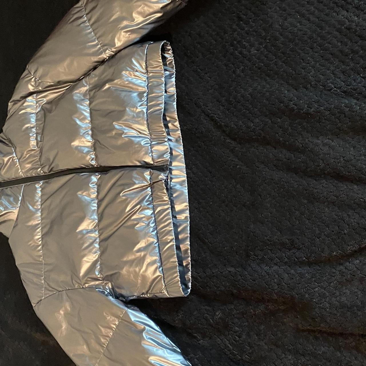 Silver puffer jacket - Depop