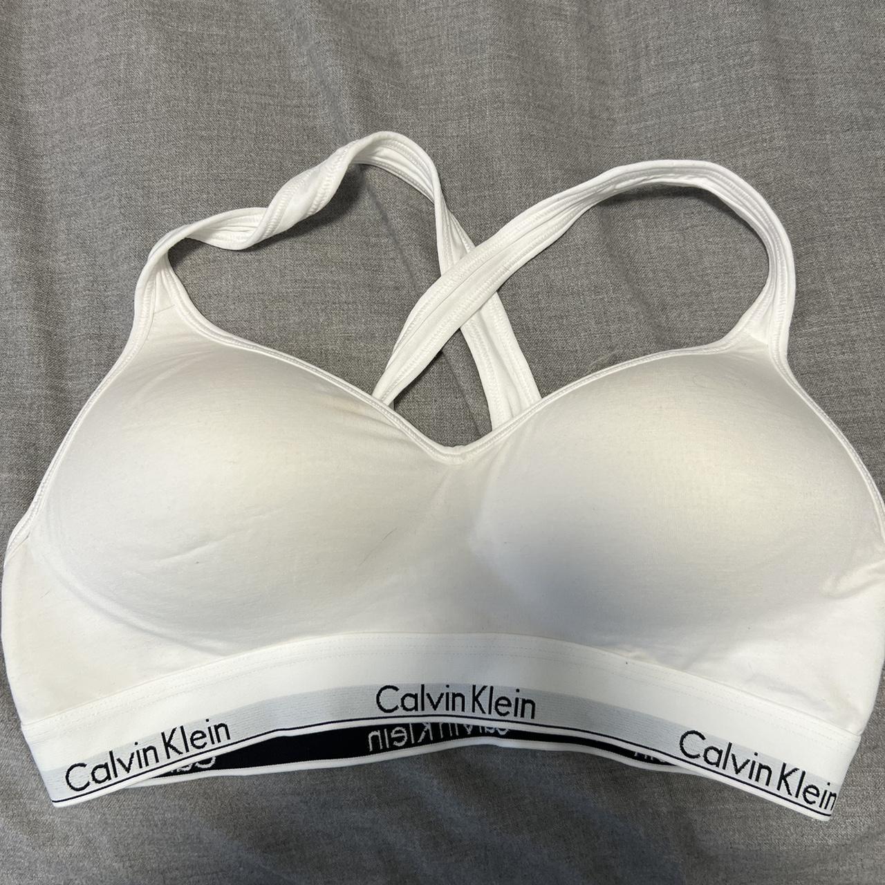 Calvin Klein white razor back push up bra size xl... - Depop